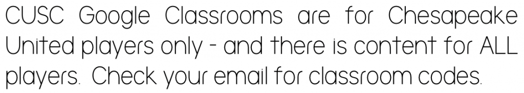 CUSC at Home • Chesapeake United Soccer Club